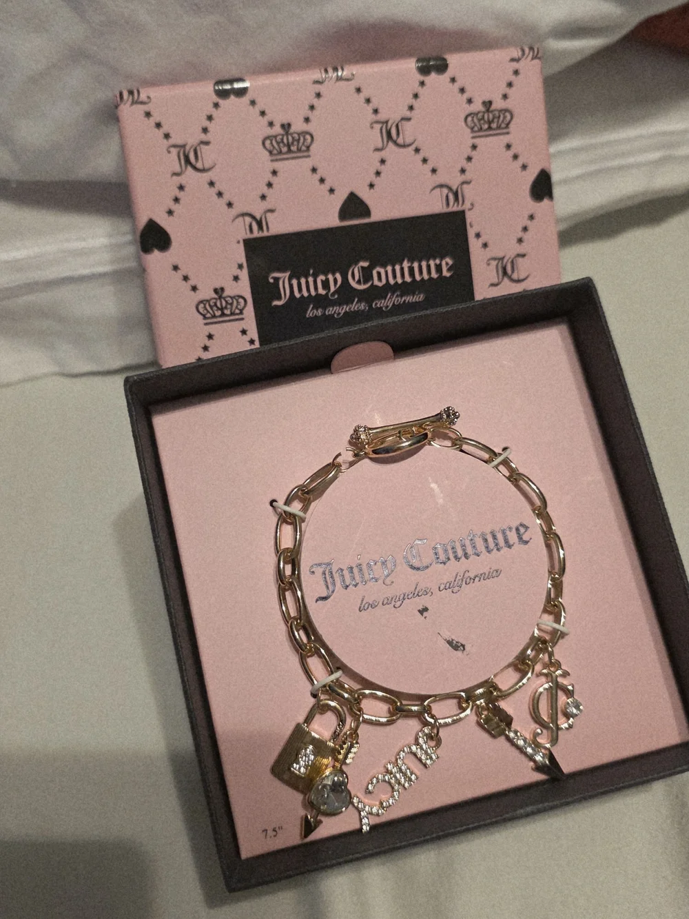Juicy Couture | Jewelry | Juicy Couture Gold Charm Link Bracelet With ...